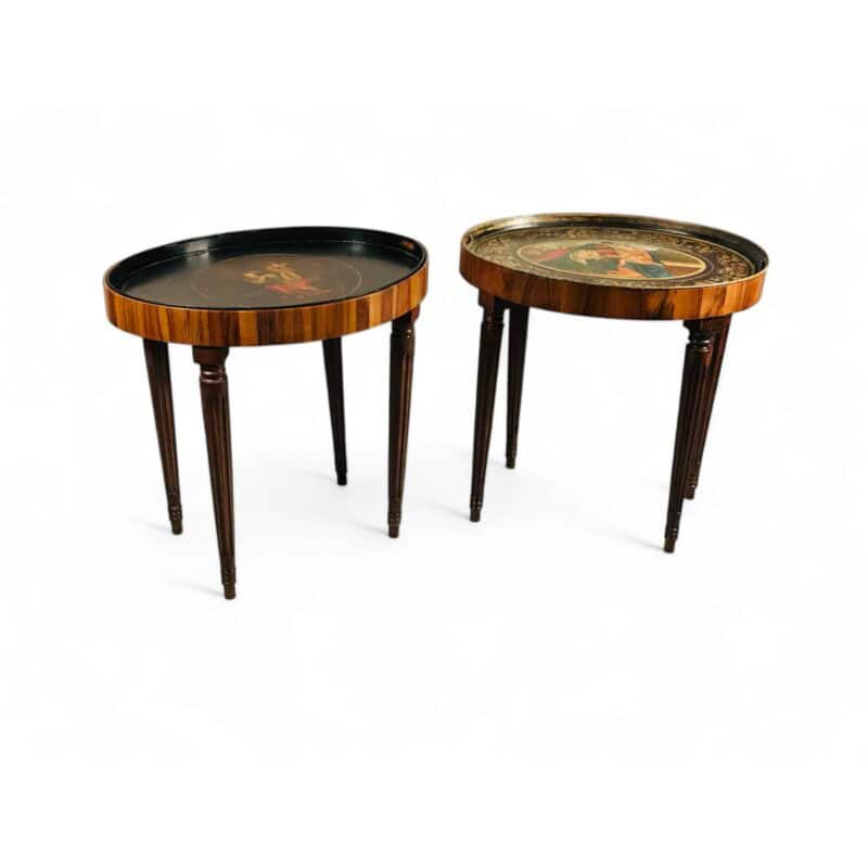 Pair of 19th Century Tray Tables with Lacquer Trays - Styylish